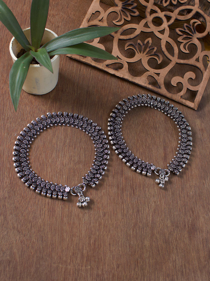 Oxidised German Silver Anklet – Jumkey Handmade Terracotta Jewellery ...